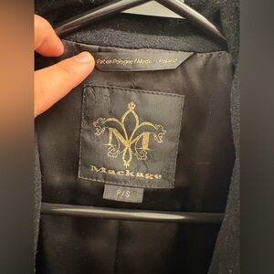 Mackage | Jackets & Coats | Mackage Black Coat With Gold Logo | Poshmark